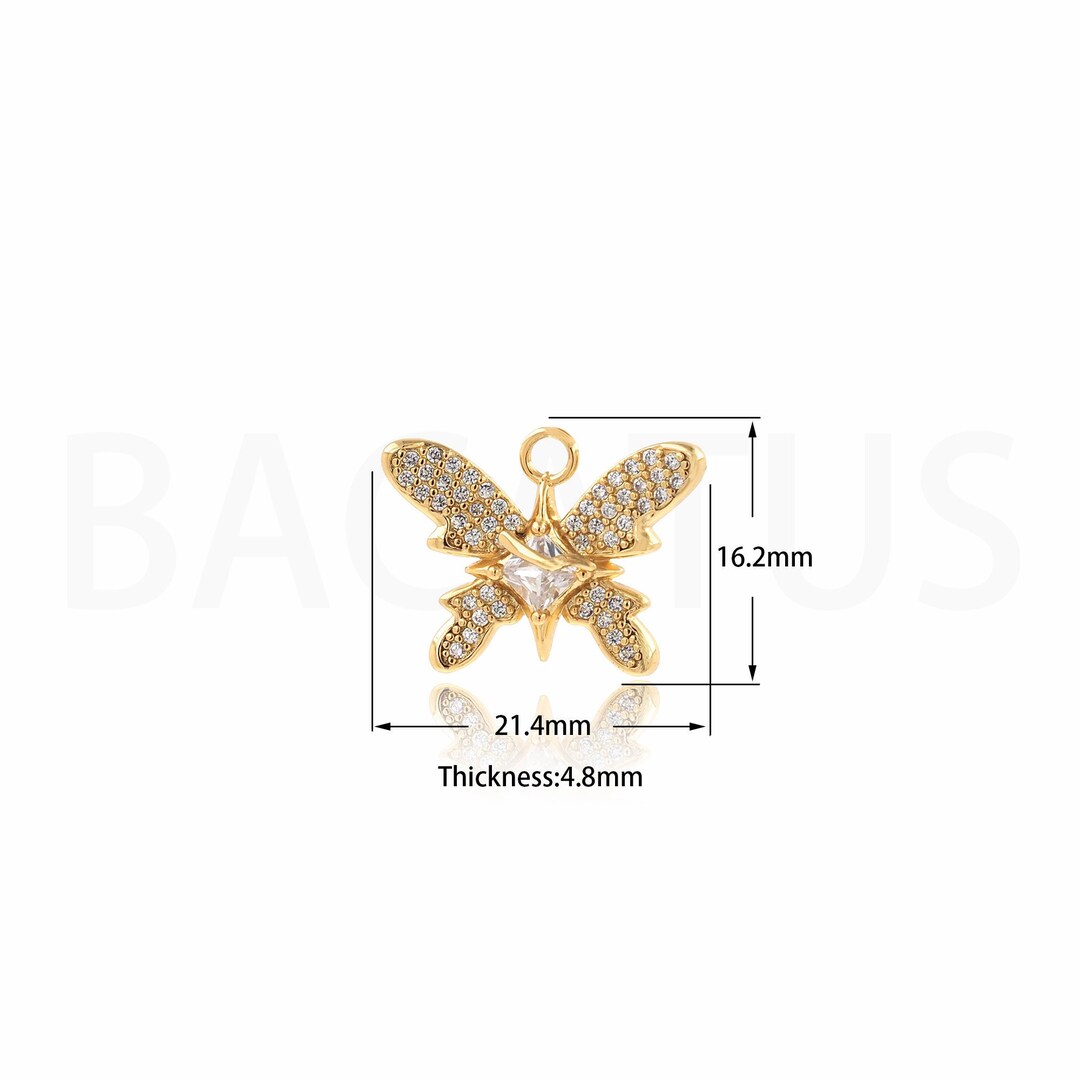 1PCS 18K Gold Filled Cubic Butterfly Necklace, Micropave CZ Butterfly ...