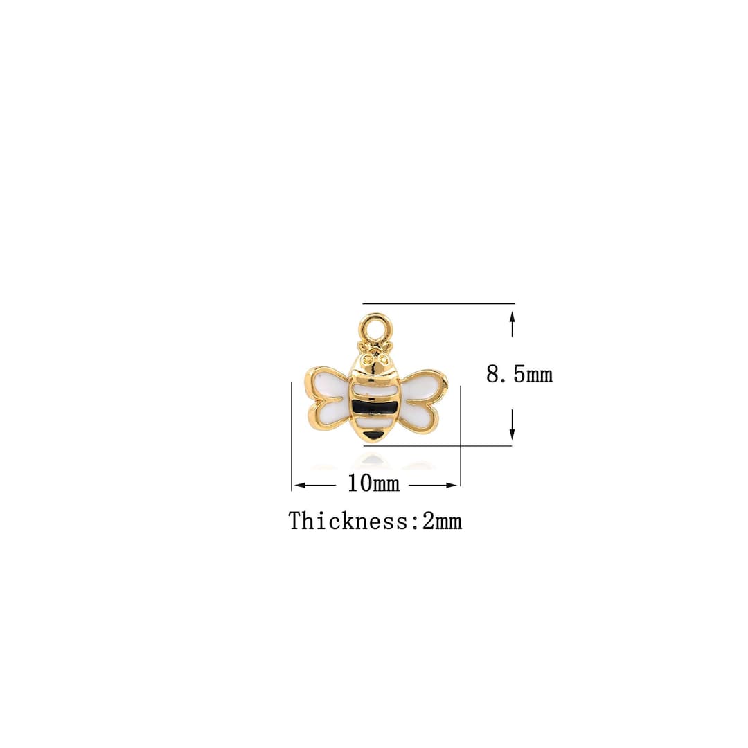 18K Gold Filled Bee Pendant,gold Dainty Bee Charms,enamel Bee Charm ...