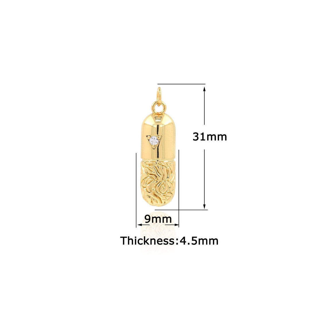 18K Gold Filled Pill Pendant,gold Dainty Capsule Charms,simple Pendant ...