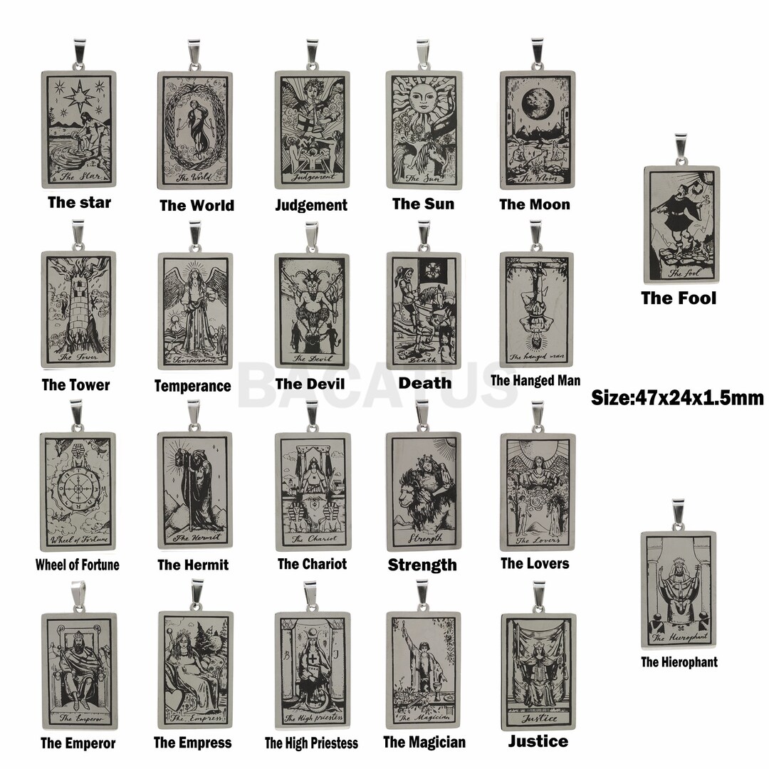 Tarot Charm, Card Pendant, Stainless Steel Tarot Pendant, Heart Pendant ...