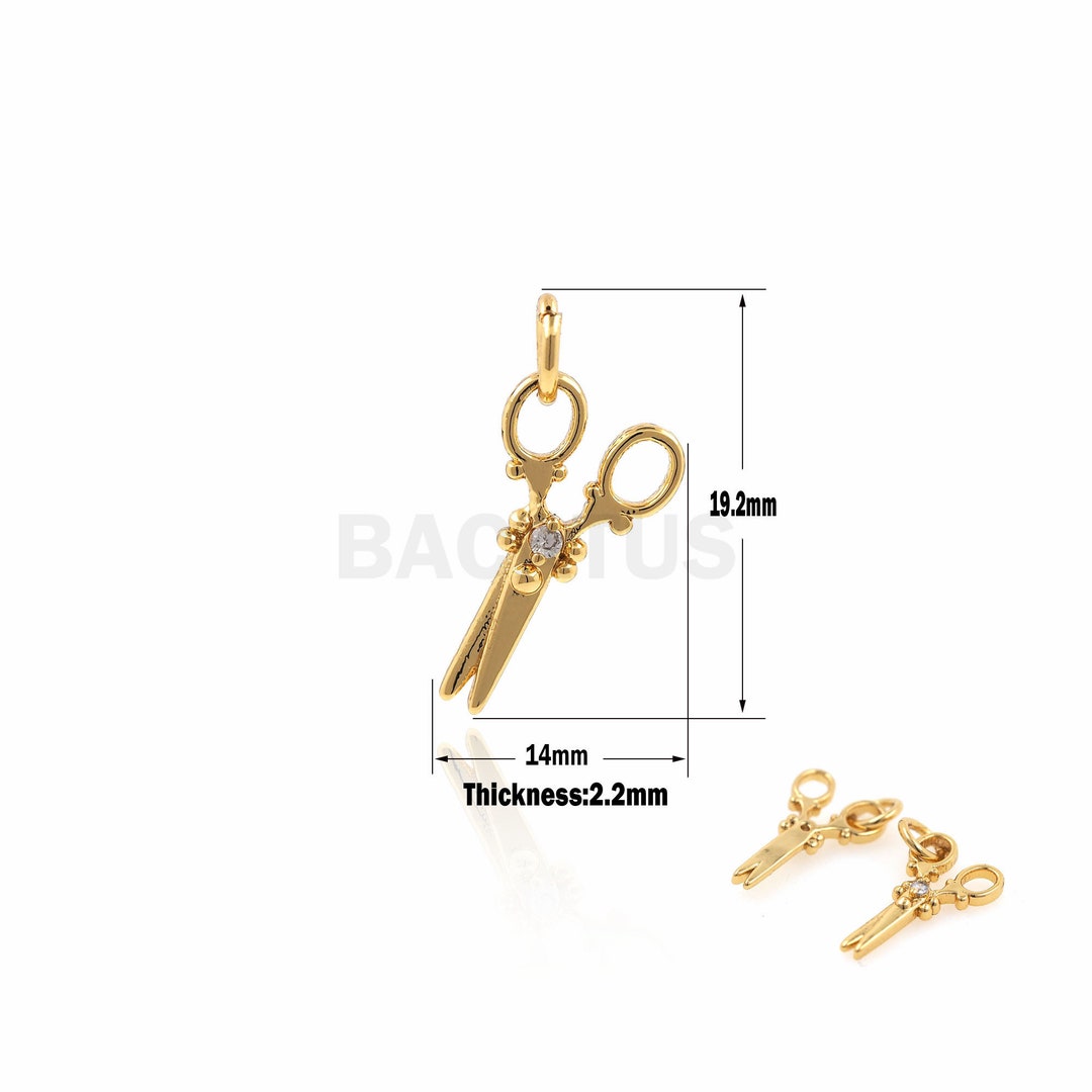 1PCS CZ Scissor Pendant, Scissors Charm, Gift for Beautician, Necklace ...