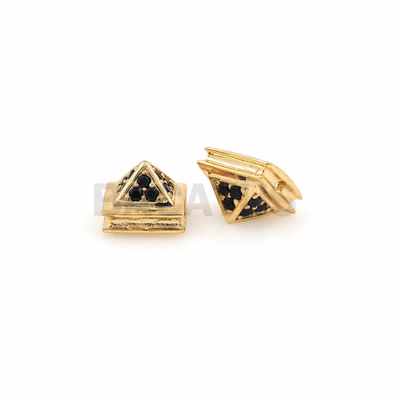 1PCS CZ Pyramid Triangle Beads, Pyramid Spacer Beads, Pyramid Charm ...