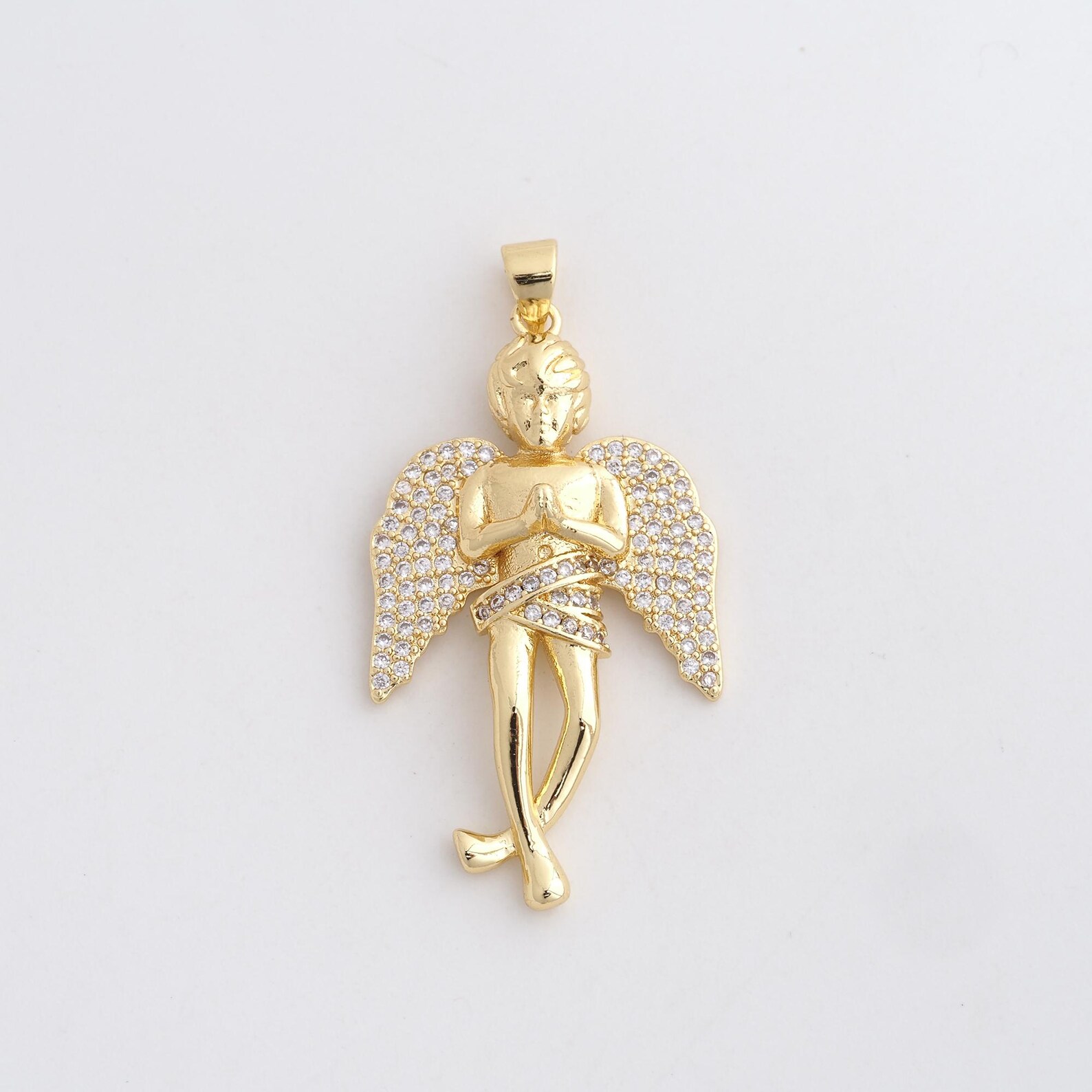 Angel Pendant, Cupid Charm, 18K Gold Filled Tiny Golden Cupid Pendant ...