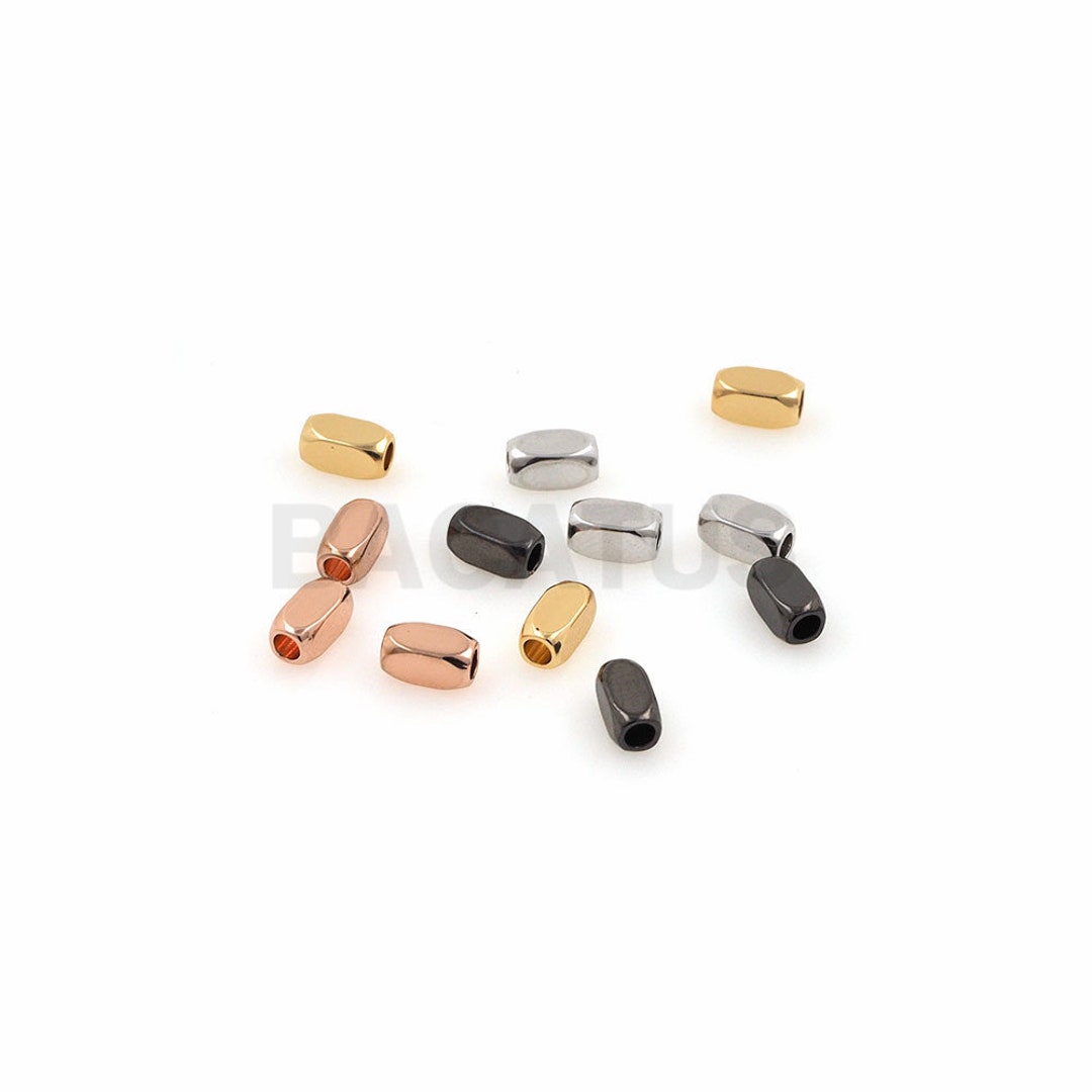 18K Brass Rectangular Barrel Beads, Long Barrel Beads, Barrel Spacer ...