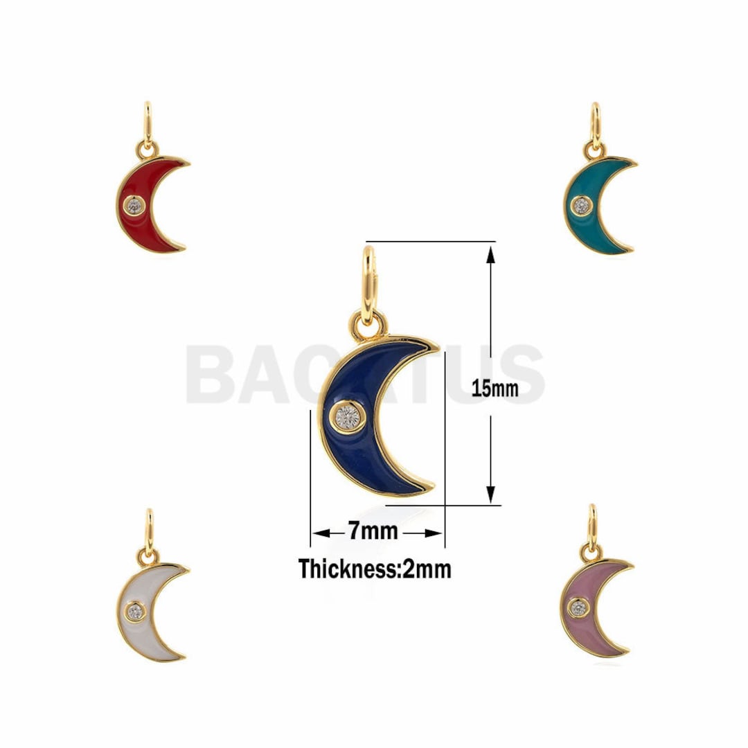 Turquoise Blue Star Charms,gold Half Moon Pendant,enamel Moon Jewelry ...