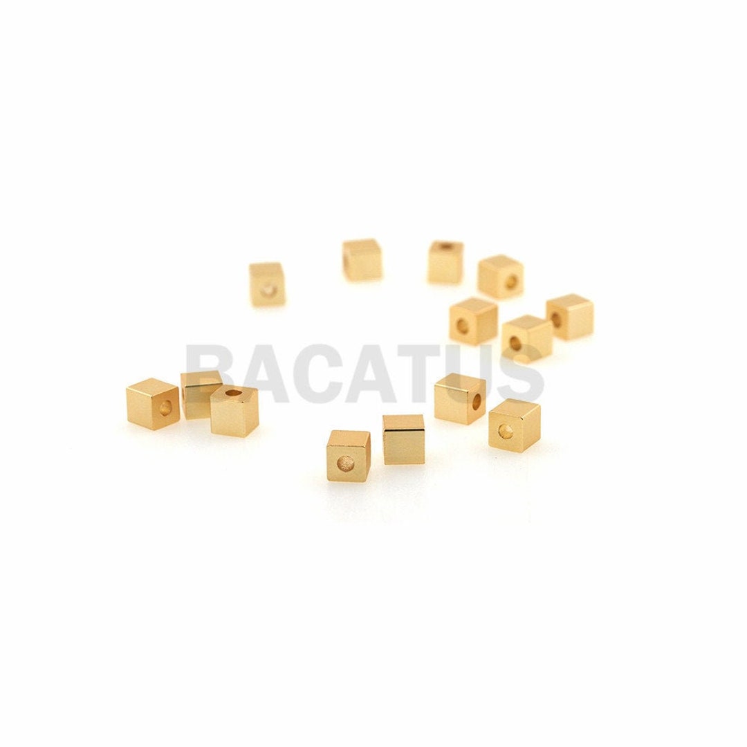 Square Spacer Beads, Metal Square Spacer Beads, Brass Cube Beads ...