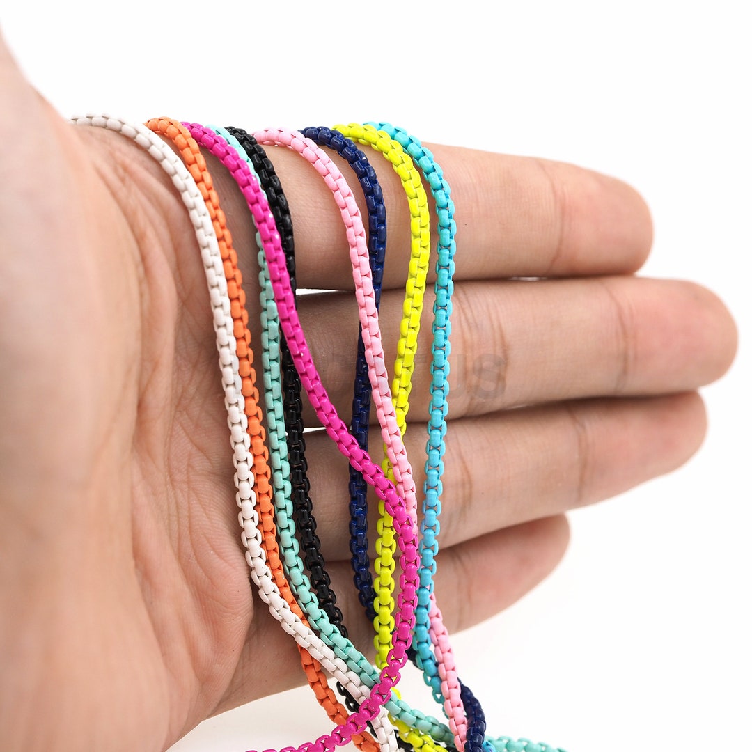 1 Meter,18k Gold Filled Enamel Box Chain,enamel Fashion Chain,vintage ...