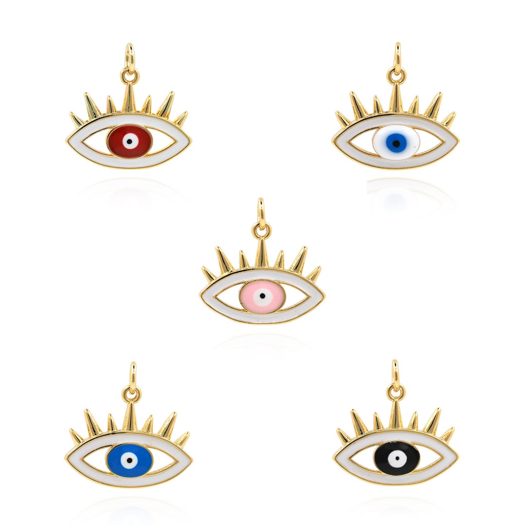 18K Gold Filled Devil Eye Pendant,gold Dainty Eye Charms,enamel Eye ...