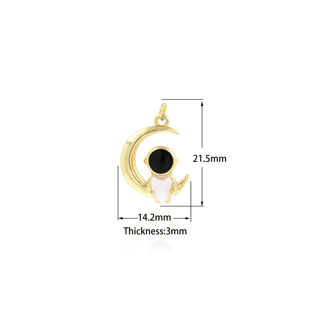 Moon Pendant, 18K Gold Filled Crescent Necklace, NASA Charm, Micropavé ...