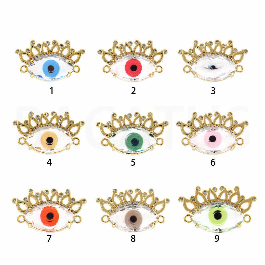 Gold Dainty CZ Eye Connector,18k Gold Filled Devil Eye Connector,eye ...