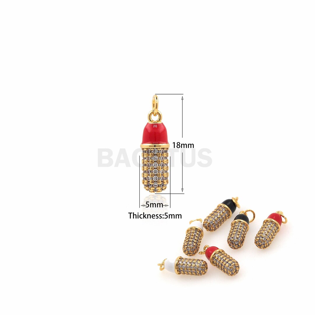 Micropavé CZ Pill Capsule Pendant, Cylinder Necklace, 18K Gold Filled ...