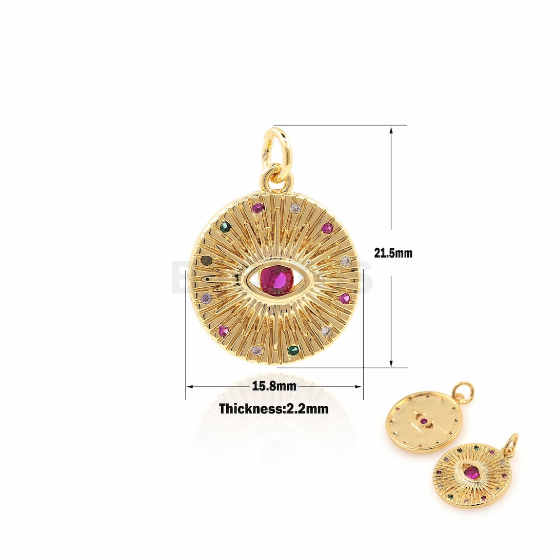 1PCS Gold Eye Medallion，eye on Coin Necklaces Eye Charms for Jewerly ...