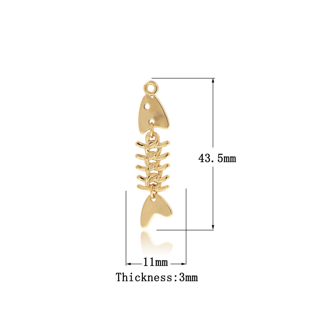 18K Gold Filled Fishbone Pendant, Fishbone Tie Charms, Fishbone ...