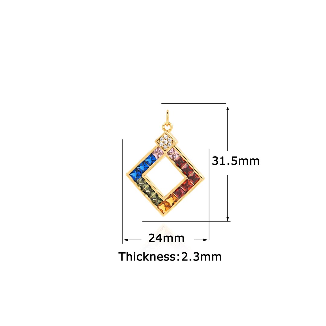 18K Gold Filled Square Pendant,gold Dainty Square Charms,simple Pendant ...