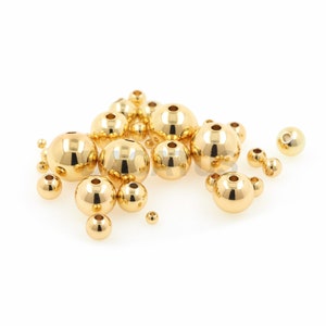 100pcs 18K Gold Filled Round Beads, Gold Plated Beads, Small Gold Beads ...
