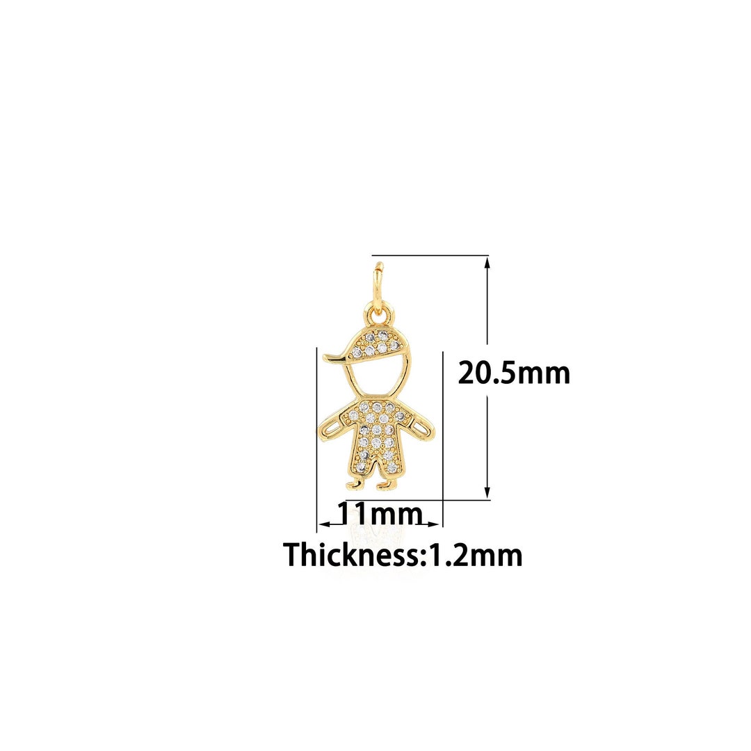 18K Gold Filled Boy Pendant,gold Dainty Character Charms,cz Boy Charm ...