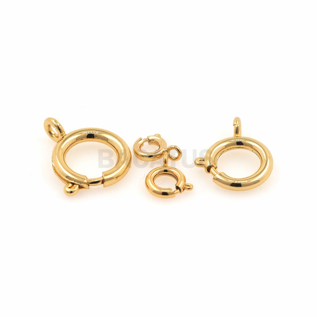 Round Spring Clasp, Necklace Clasp, Gold Spring Clasp, Jewelry Clasp ...