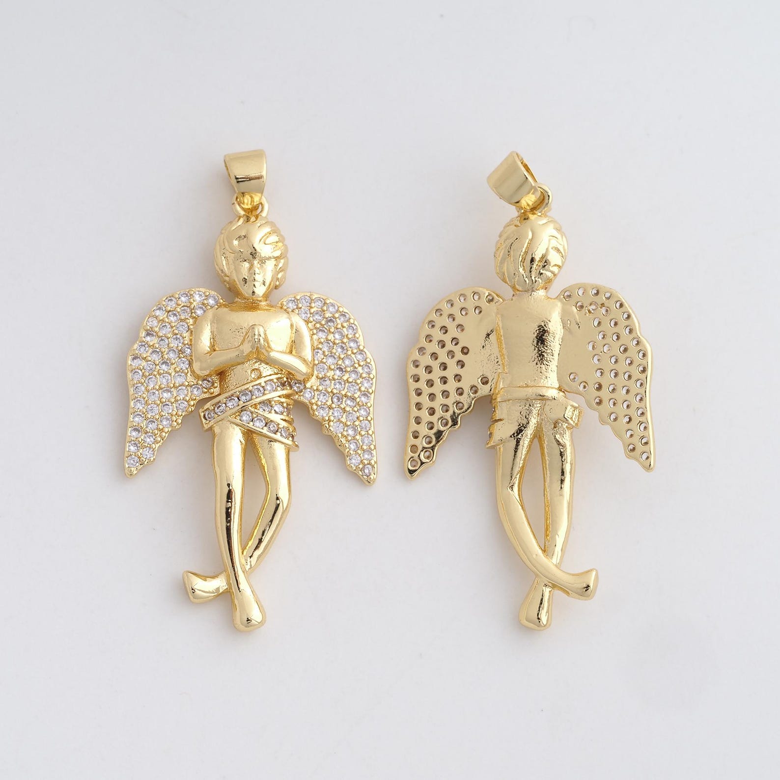 Angel Pendant, Cupid Charm, 18K Gold Filled Tiny Golden Cupid Pendant ...