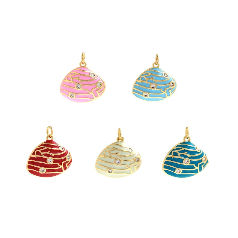 18K Gold Filled Shell Pendant,enamel Shell Charms,simple Pendant ...