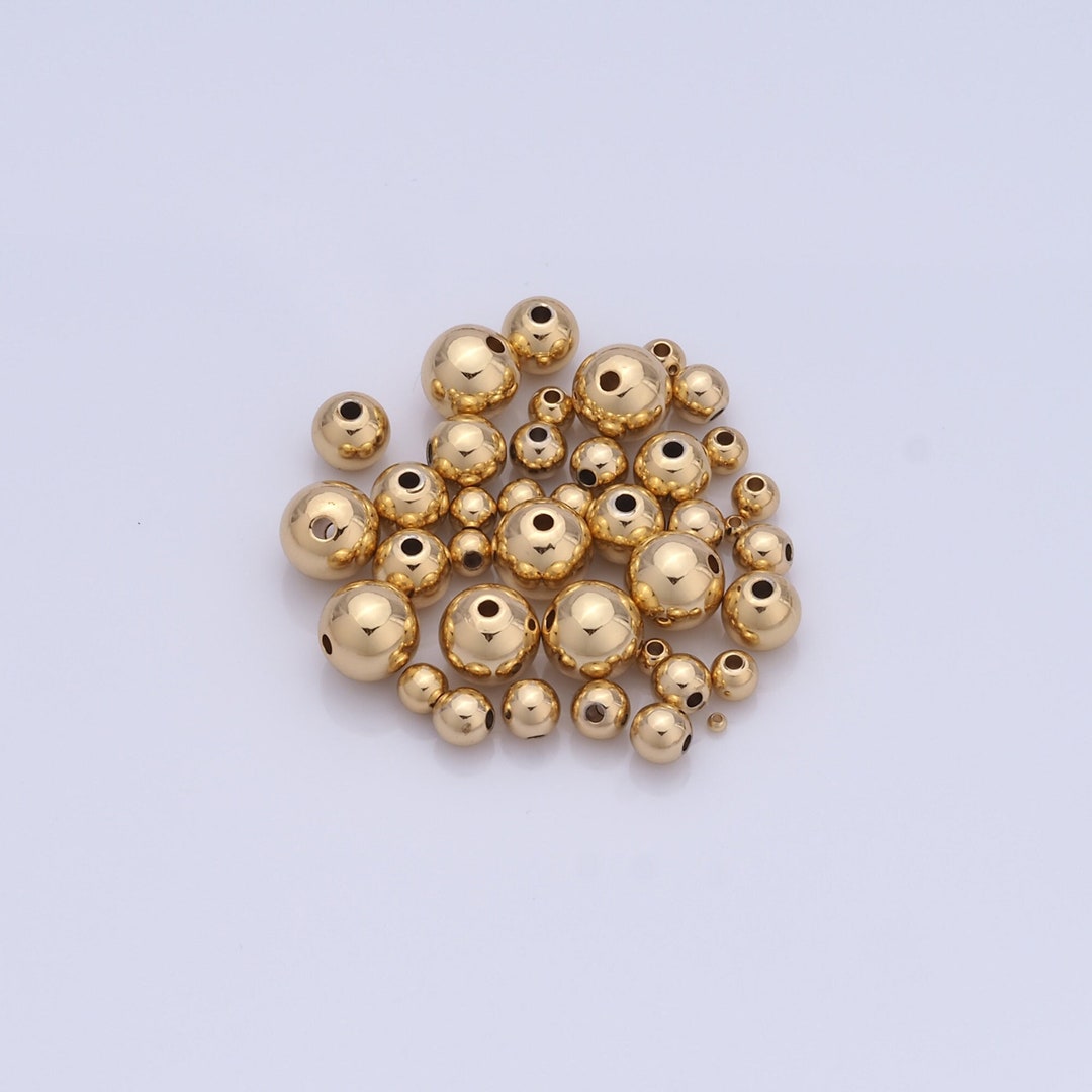 100pcs 18K Gold Filled Round Beads, Gold Plated Beads, Small Gold Beads ...