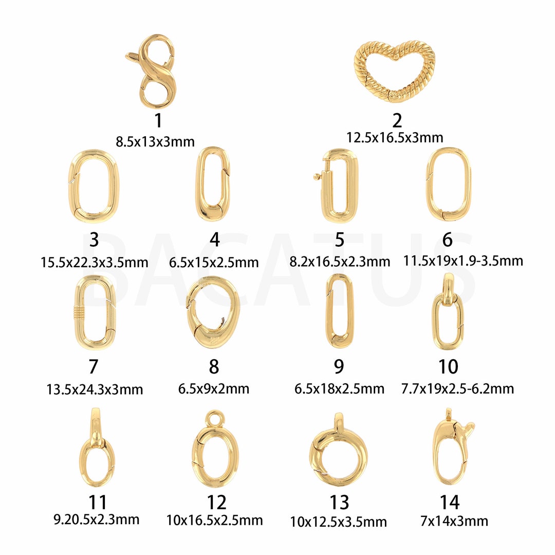 18K Gold Filled Paper Clip Clasp, Necklace Bracelet Clasp, Carabiner ...