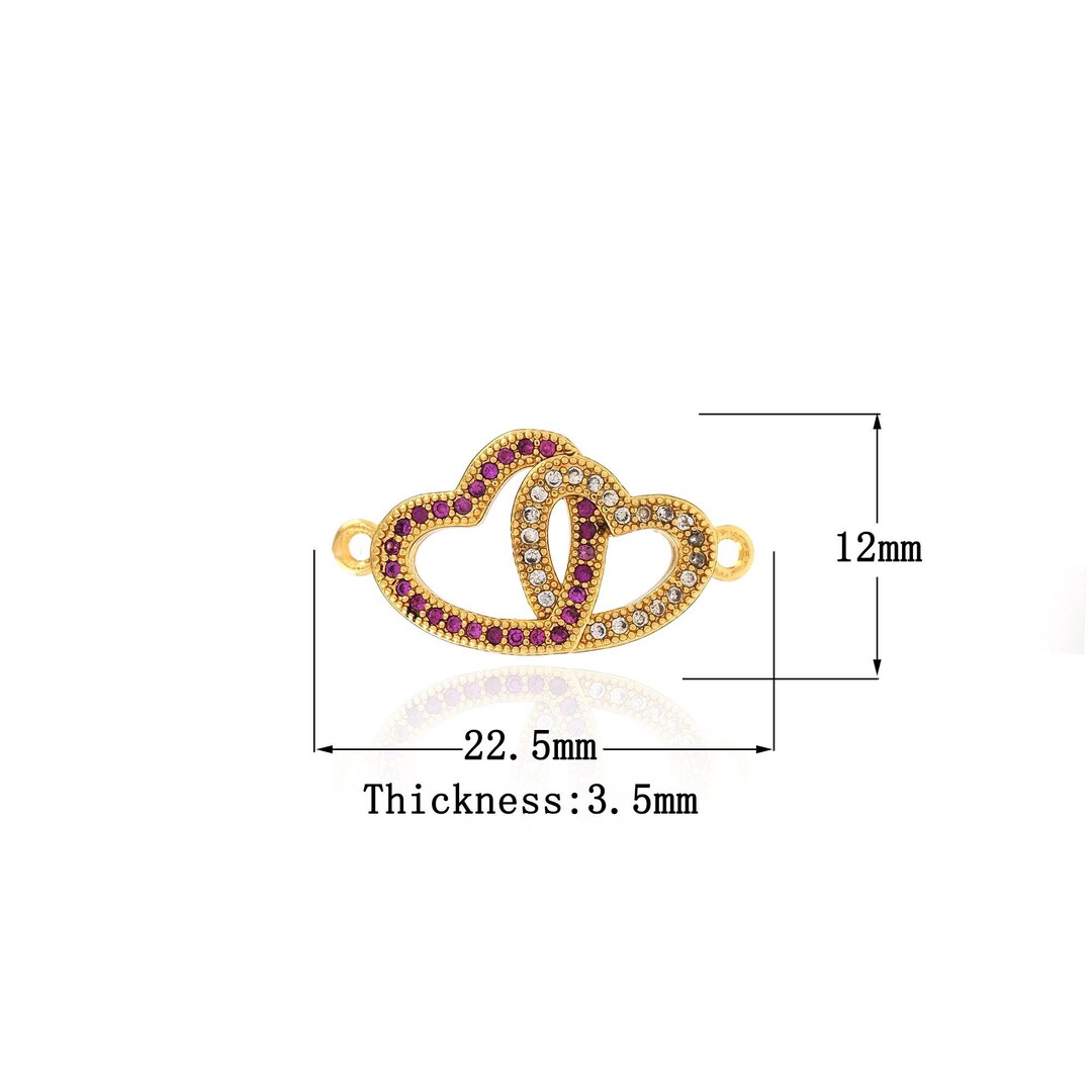 18K Gold Filled Heart Connector,gold Dainty Heart Connector,micro Pave ...
