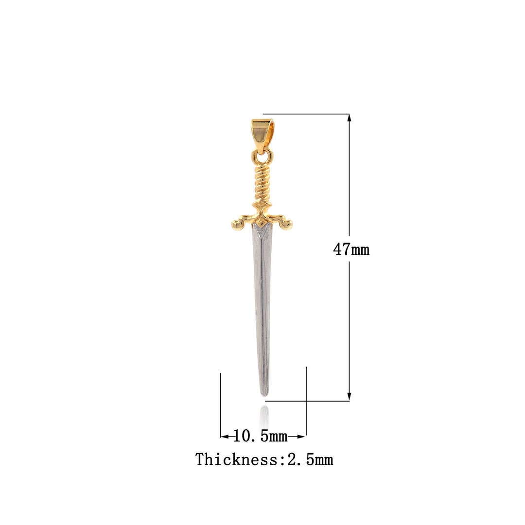 Gold Sword Pendant, 18K Gold Filled Weapon Pendant, Sword Charm, Weapon ...
