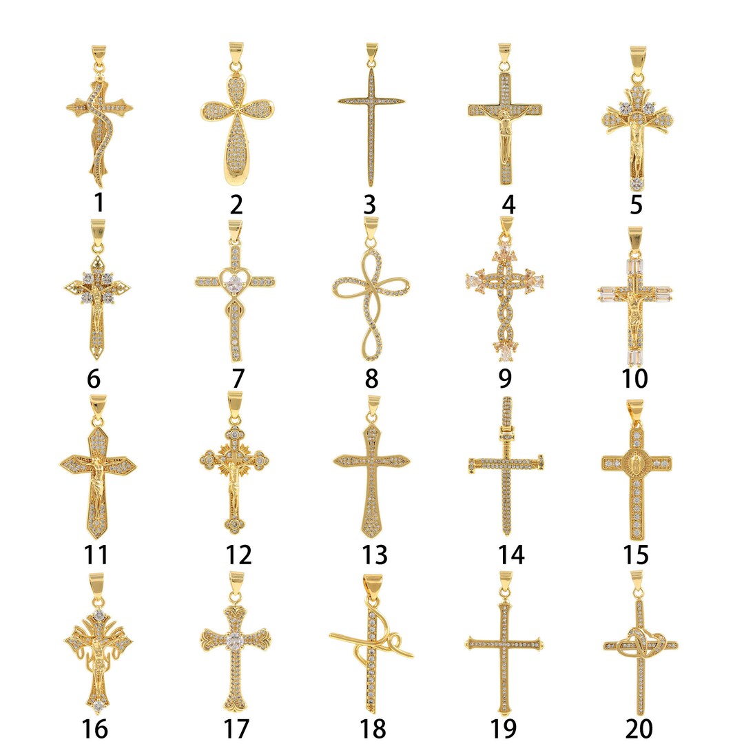 1PCS Micro-pave Cross Necklace Cross Pendant Men's Necklace Christian ...