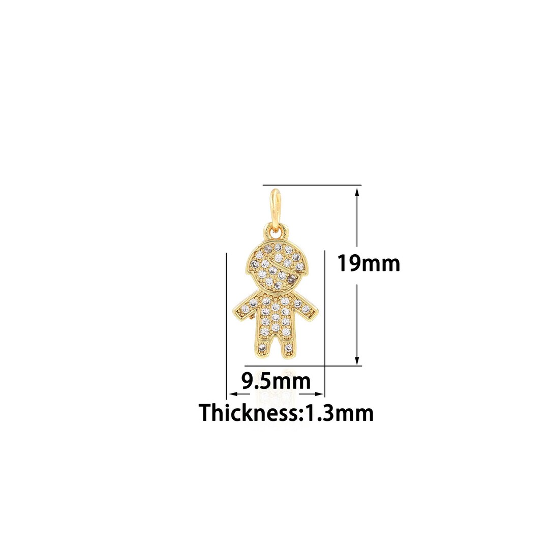 Boy Charm Gold Dainty CZ Boy Charms,18k Gold Filled Tiny Boy Pendant ...