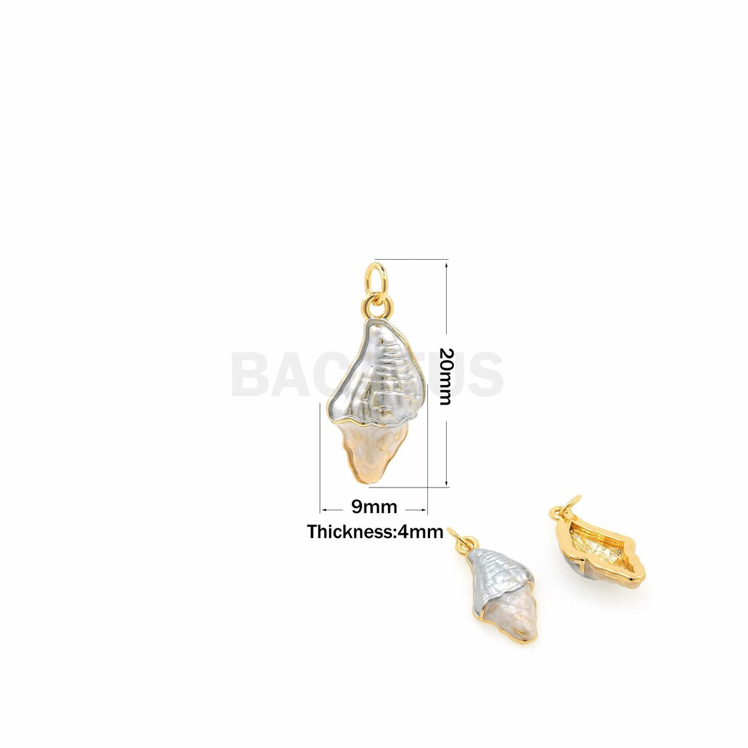 18K Gold Filled Conch Pendant, Enamel Conch Necklace, Shell Pendant ...