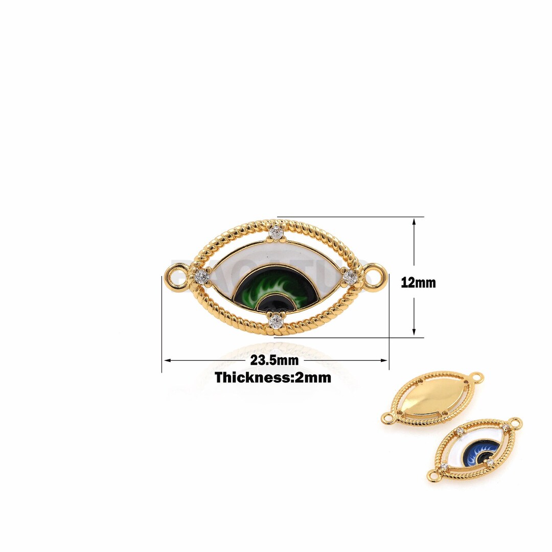 18kgold Filled Magic Eye Enamel Connector, Gold Magic Eye Connector ...