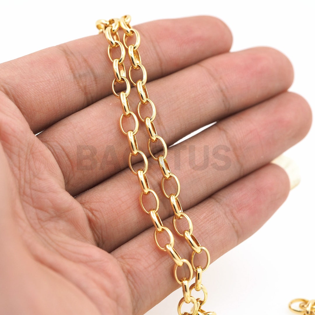 18K Oval Welded Solid Brass Chain, Oval Chain, Welded Link, Brass Chain ...