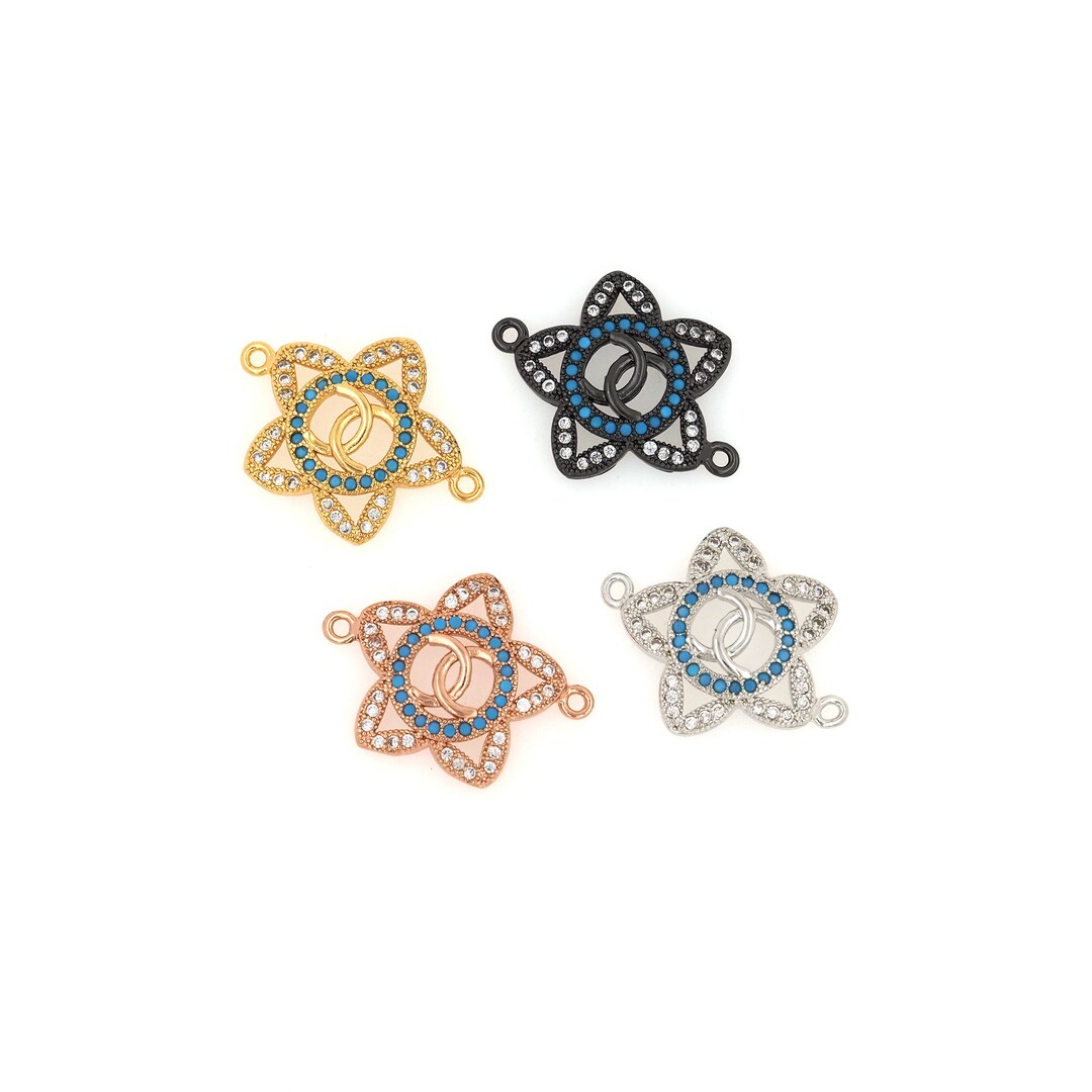 18K Gold Filled CZ Flower Connector,gold Dainty Flower Connector,flower ...