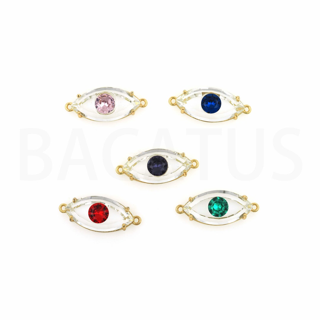 Gold Dainty CZ Eye Connector,18k Gold Filled Devil Eye Connector,eye ...