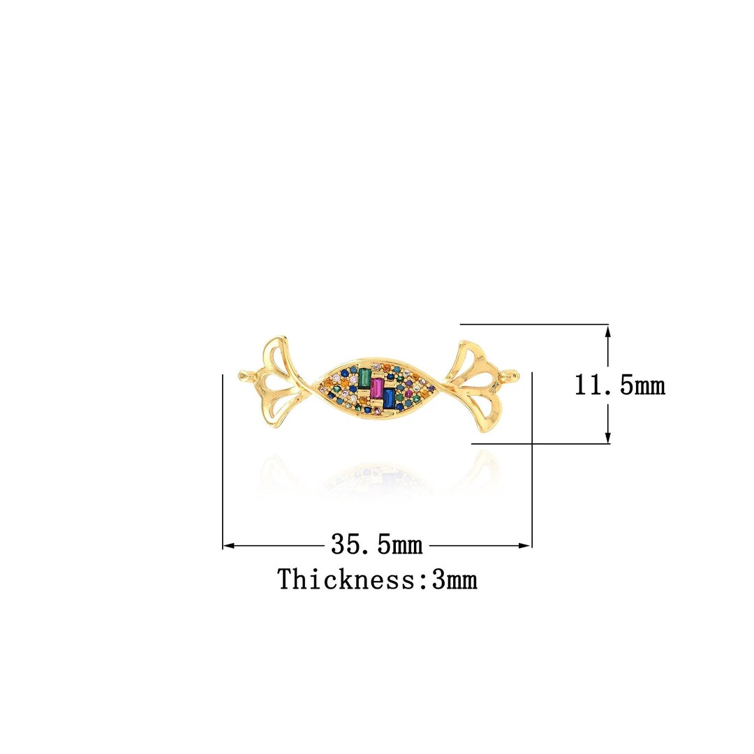 Micropavé CZ Candy Connector, Candy Connector Charm, 18K Gold Filled ...