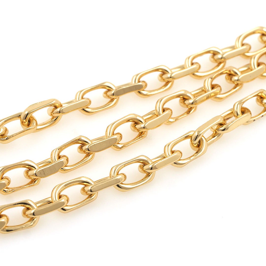 18K Plating Rectangular Chain, Brass Rectangular Chain, Gold-plated ...