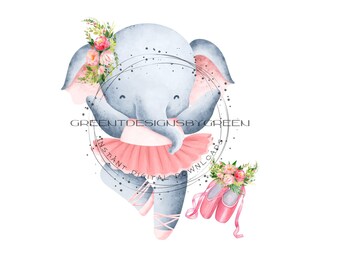 Elephant Ballerina Clipart - Etsy