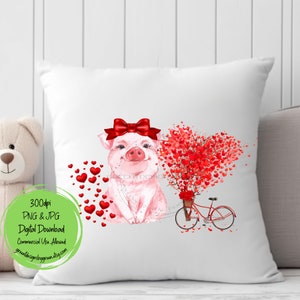 Valentine's Day Pig PNG, Farm Animal Sublimation Design, Red Heart PNG ...