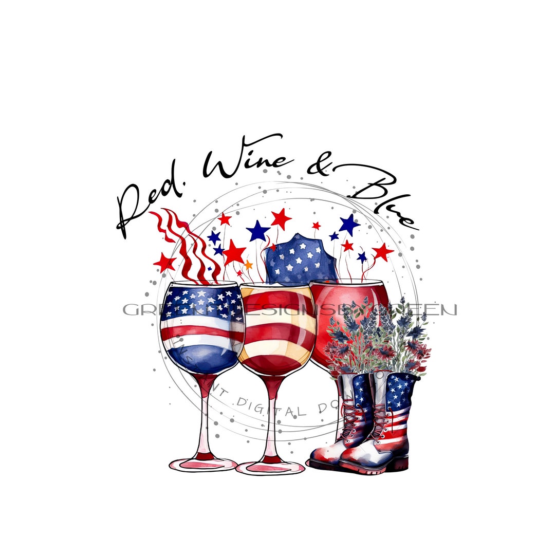 American Flag Wine Glass Decor Sublimation PNG 'red Wine - Etsy