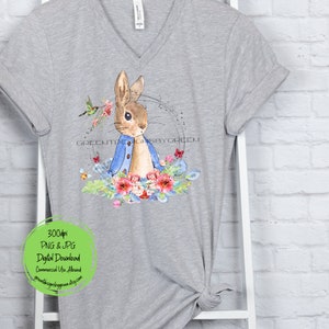 Peter Rabbit PNG, Flower Clipart, Bunny Sublimation Download, Peter ...