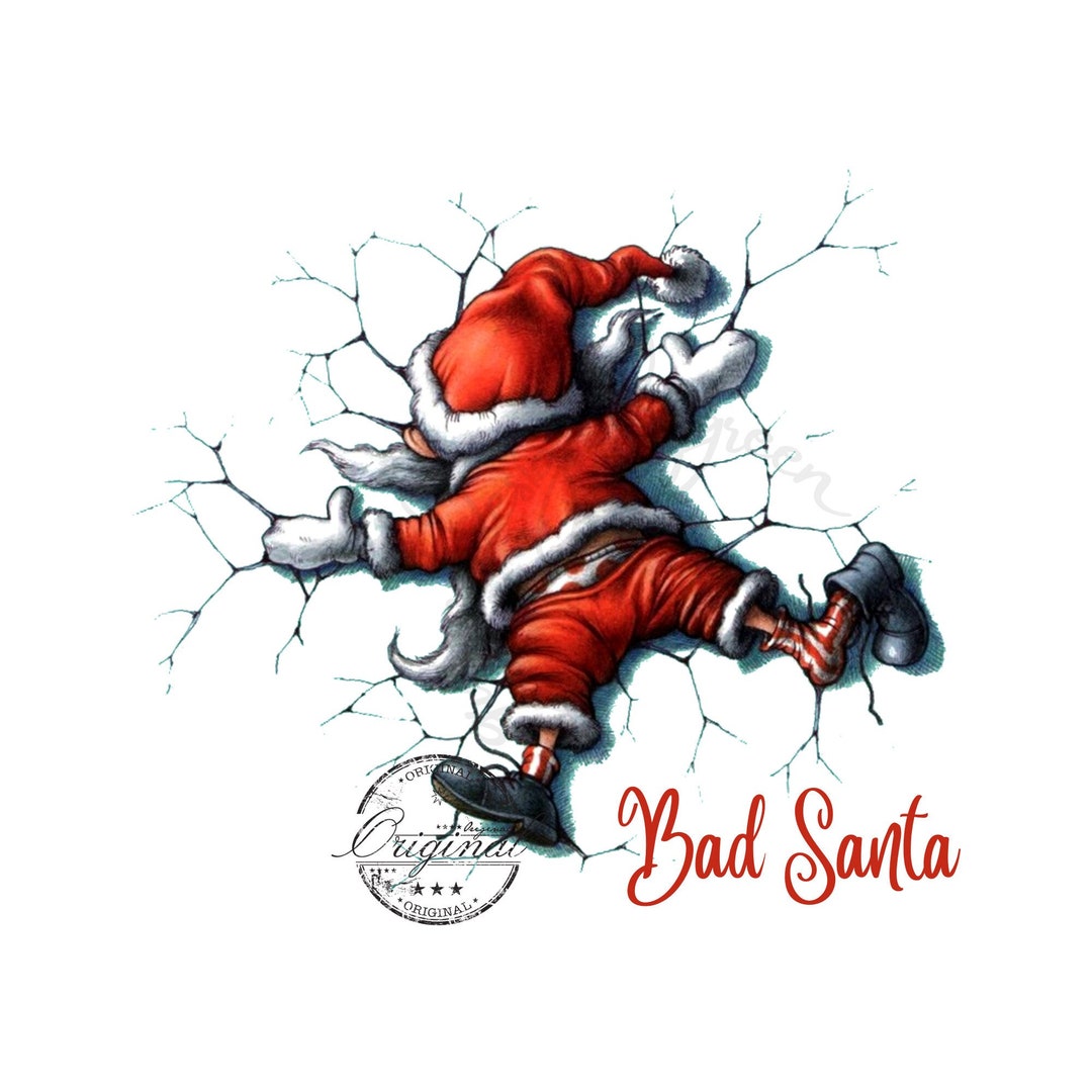 Bad Santa Sublimation PNG - Funny Holiday Clipart - Santa Face Down in ...