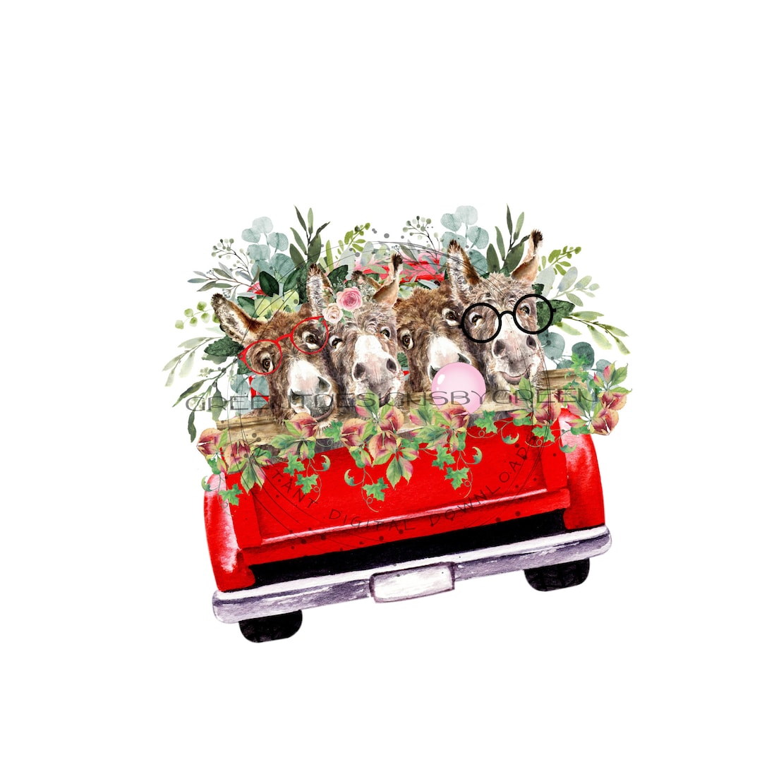 Fall PNG, Donkey PNG Clipart, Fall PNG, Vintage Truck Sublimation ...