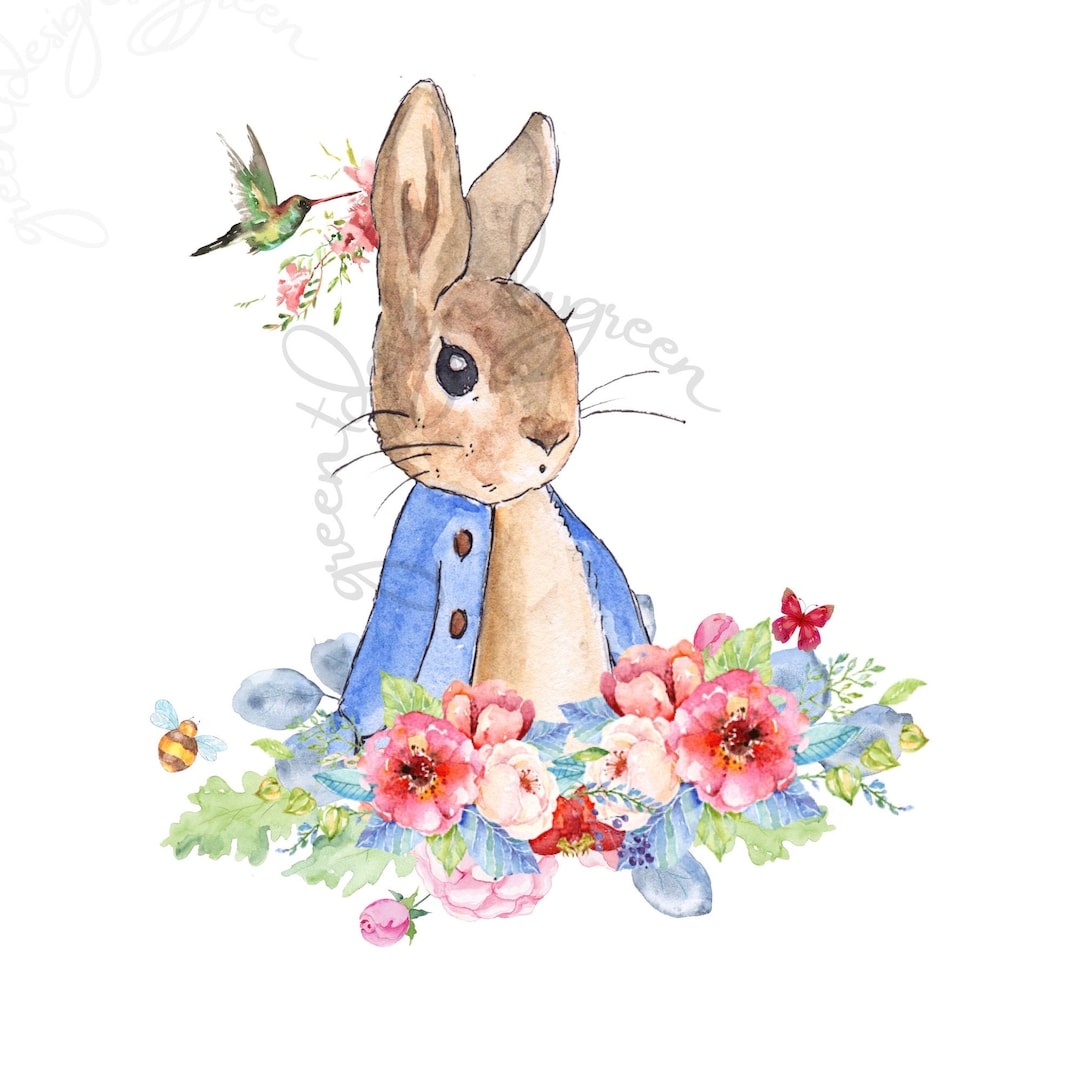 Peter Rabbit PNG, Flower Clipart, Bunny Sublimation Download, Peter ...