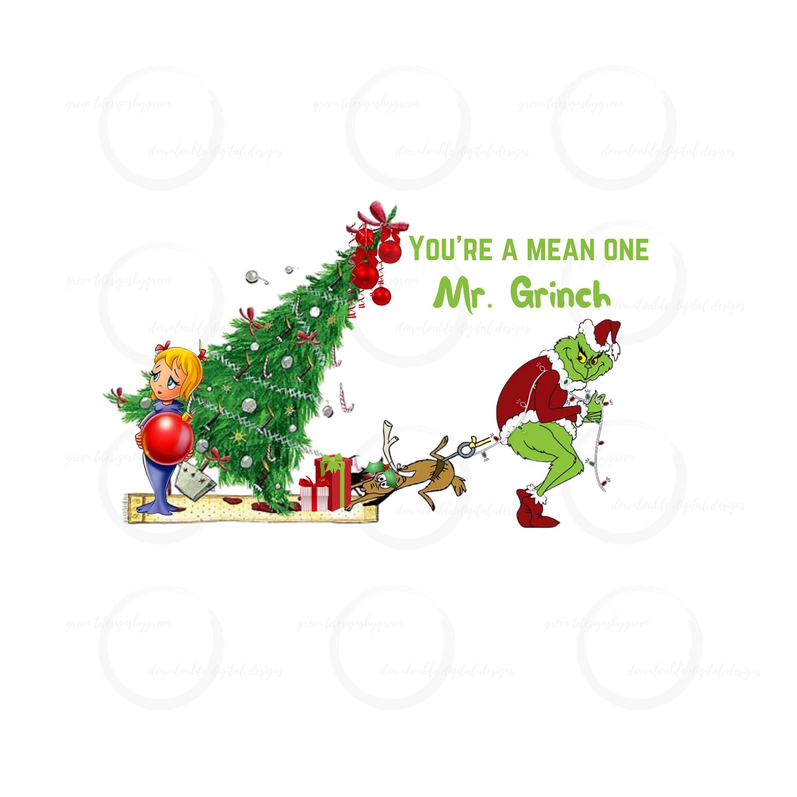 Grinch PNG with Cindy Lou Who and Max Quote You're a | Etsy