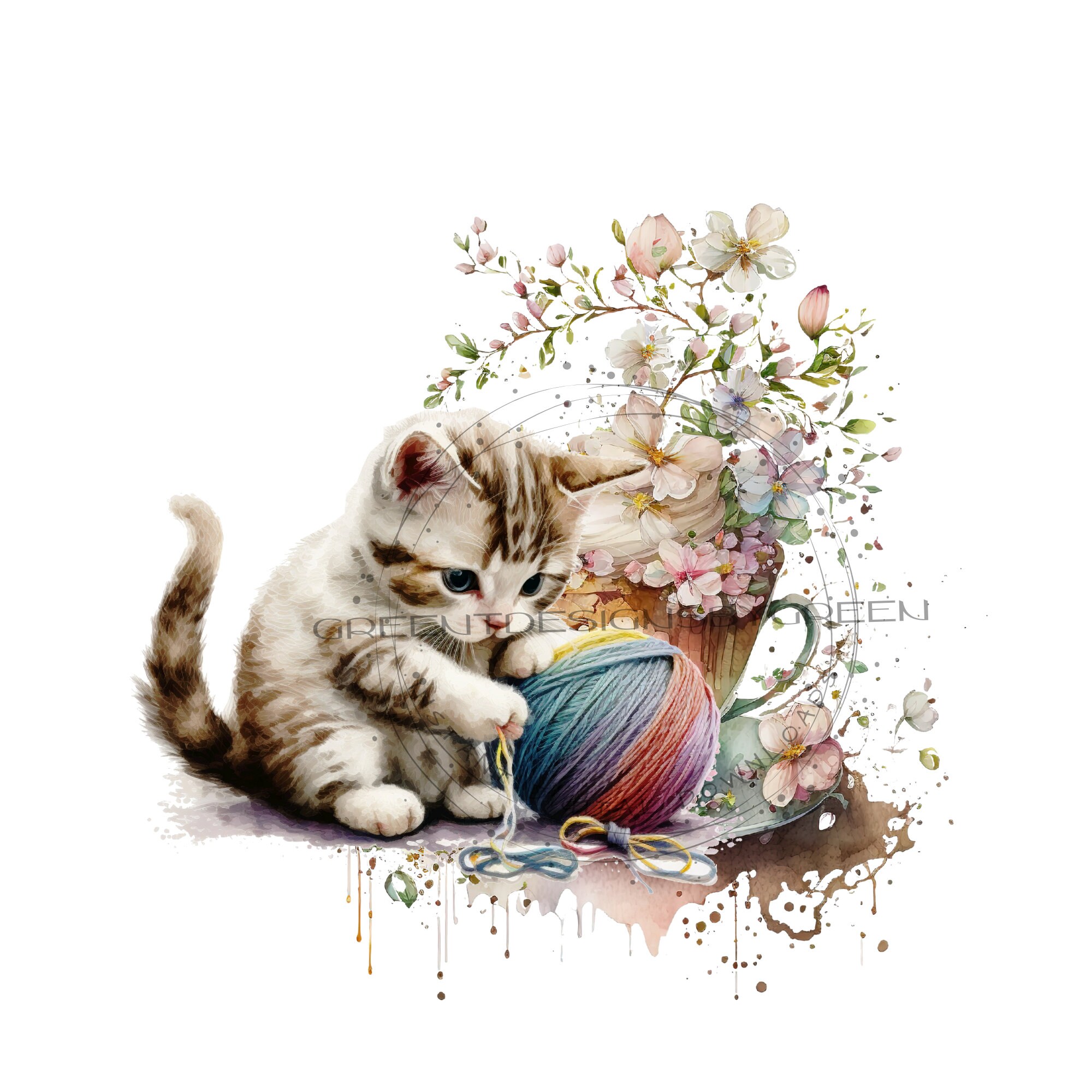 Cat And Yarn Clip Art