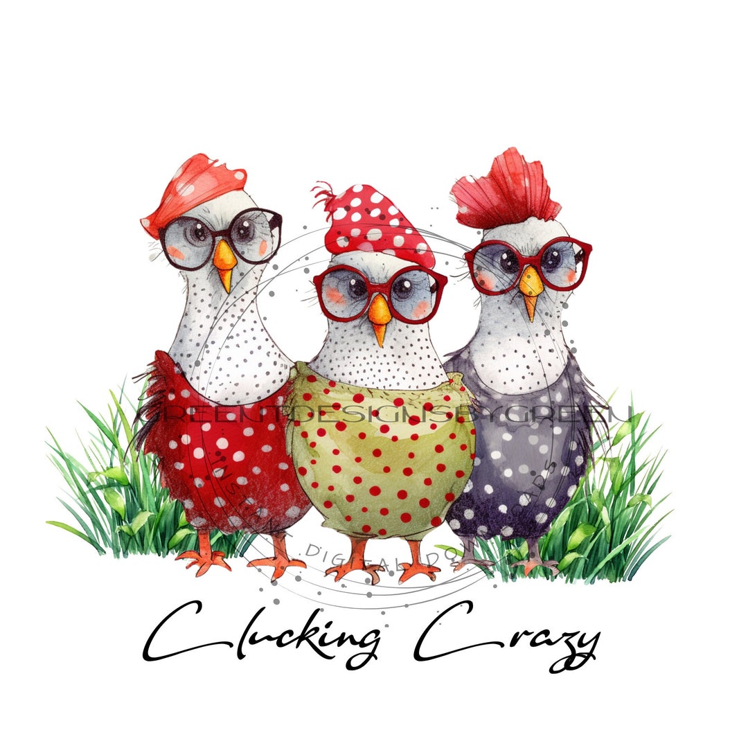 Funny Chicken PNG, Watercolor Clipart, Farm Animal Art (digital ...