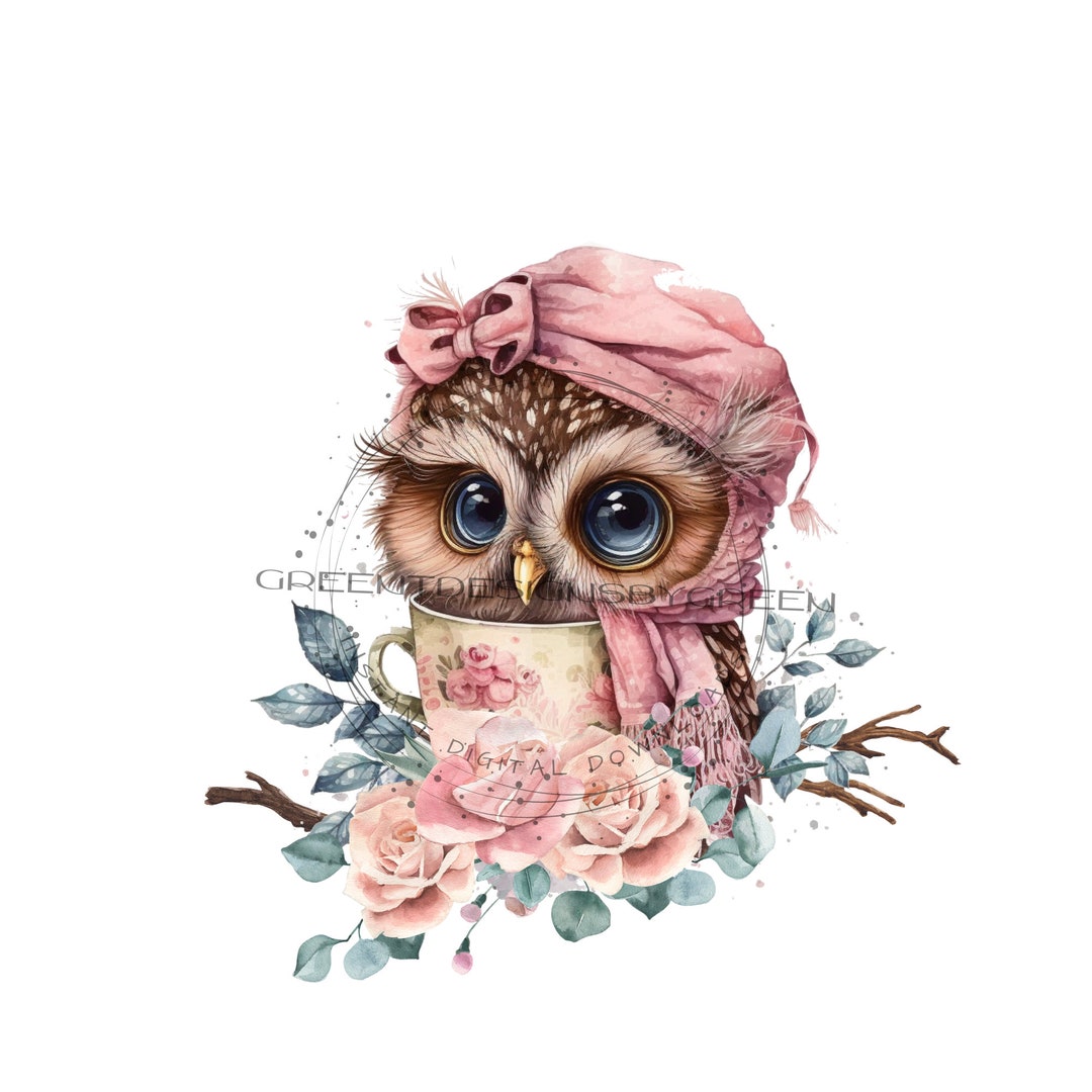 Owl PNG Watercolor Owl Sublimation Teacup Design Farm Owl - Etsy