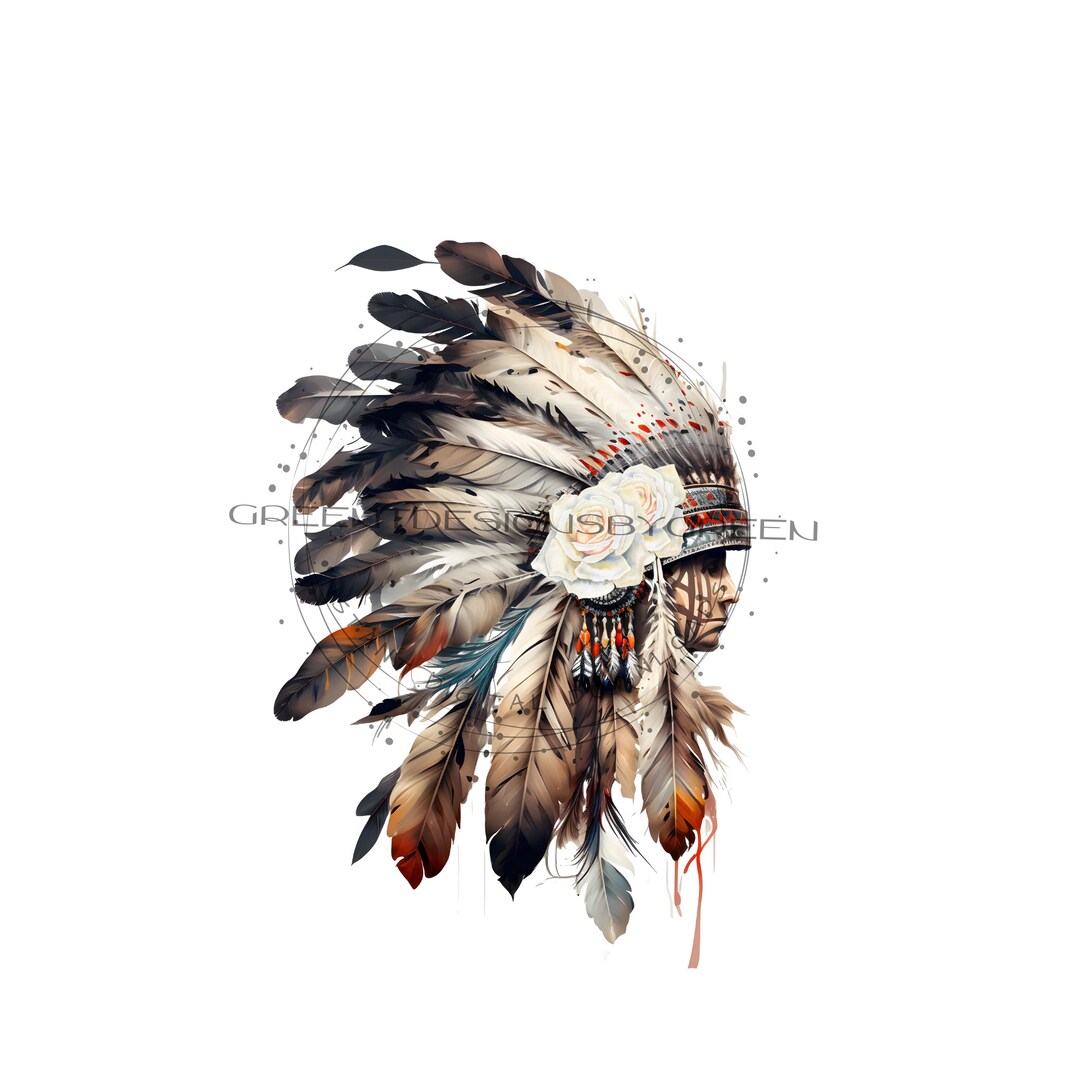 Native American Headdress PNG, Black &, White Feather Headpiece ...