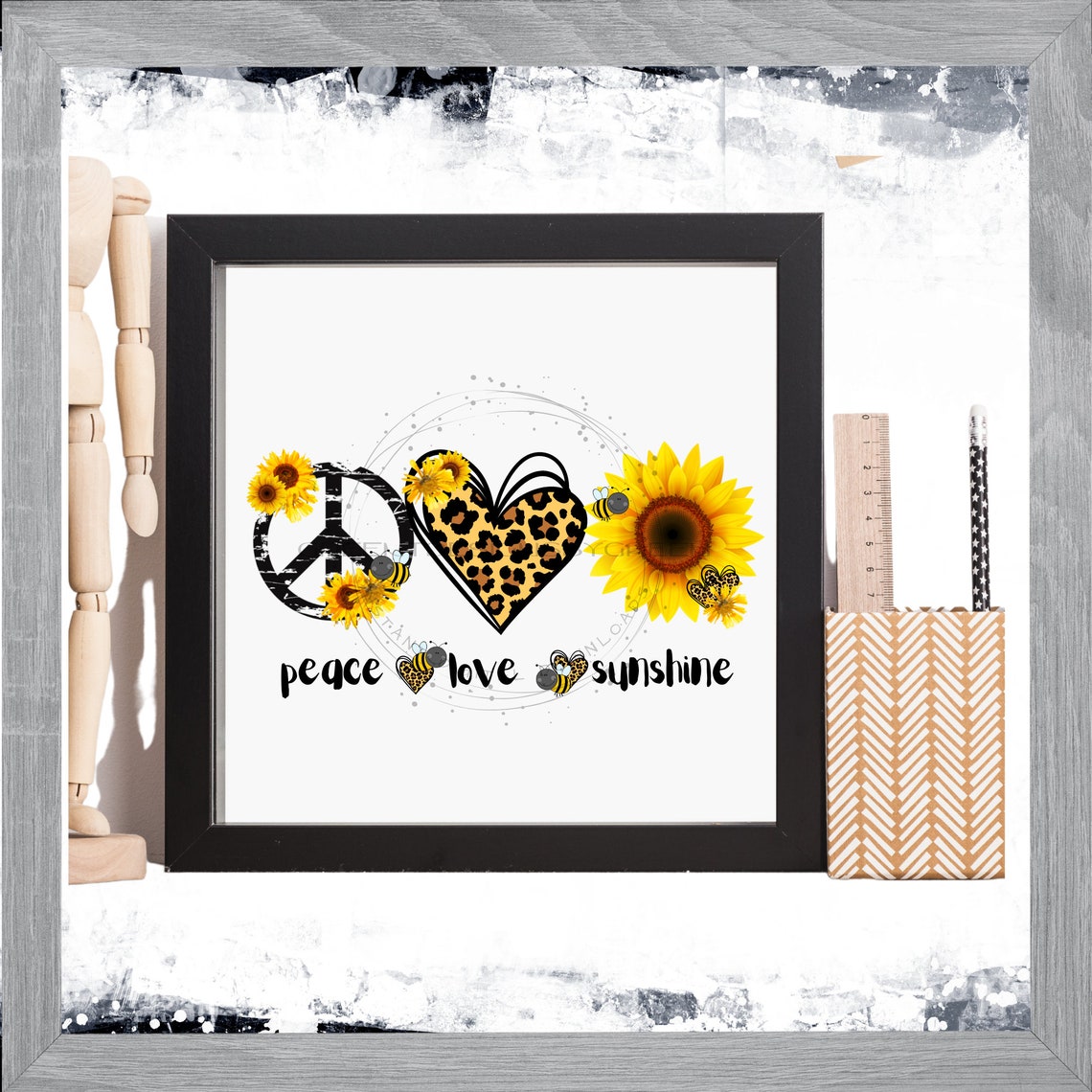 Peace Love Sunshine PNG File Rustic Sunflower Digital - Etsy