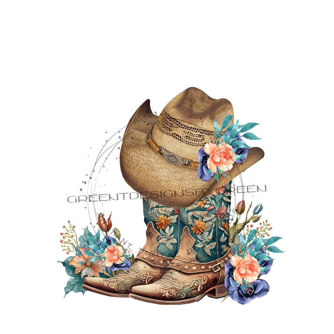 Western Cowboy Boot PNG, Wild Flower Sublimation, Boot PNG, Western PNG, Floral Sublimation ...